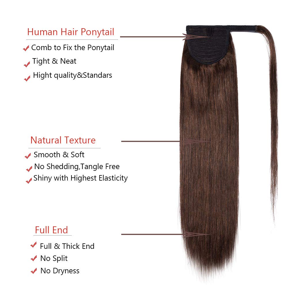 16 Inches Wrap Around Human Ponytail Extensions 100% Remy Human ...