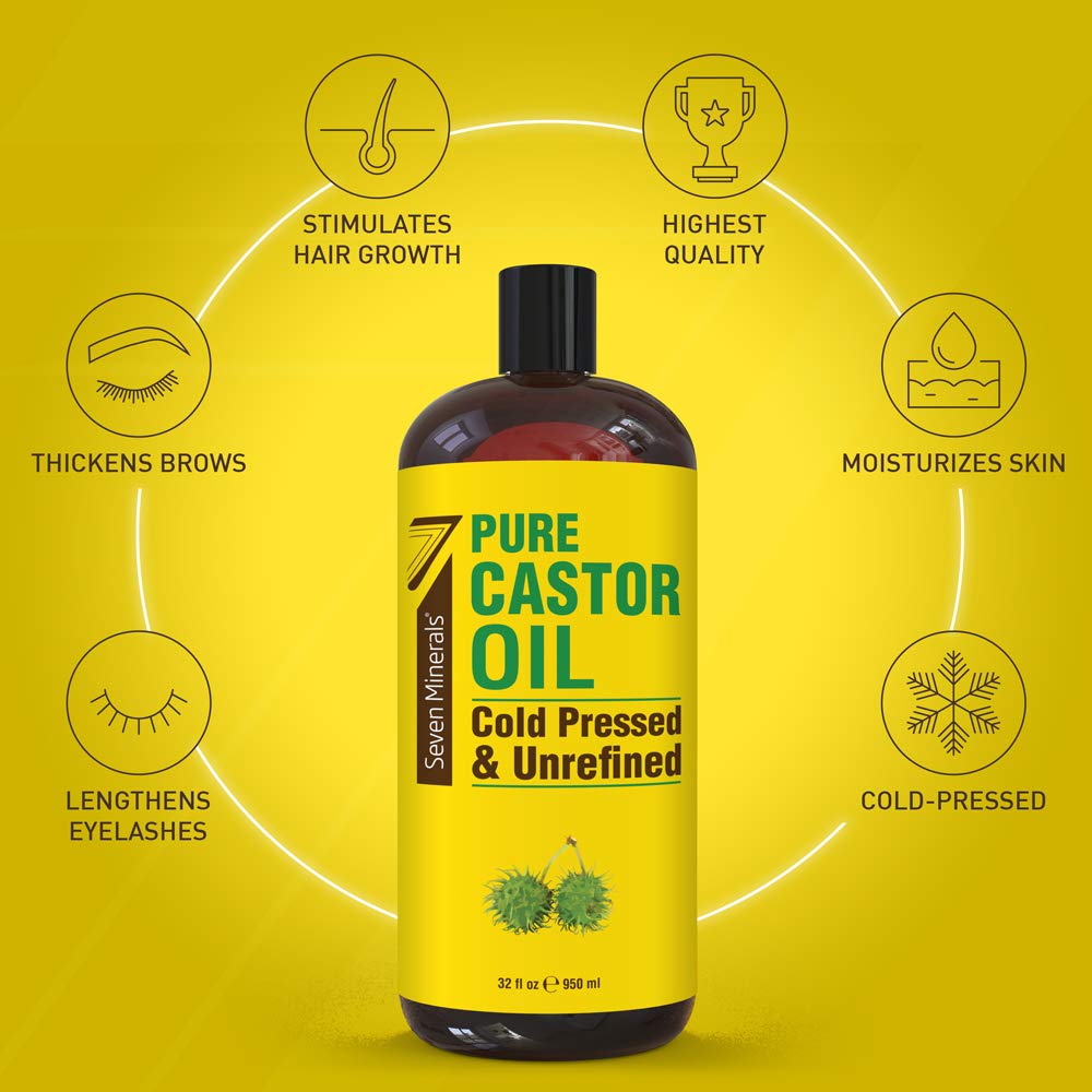 Pure Cold Pressed Castor Oil - Big 32 fl oz Bottle - Unrefined ...