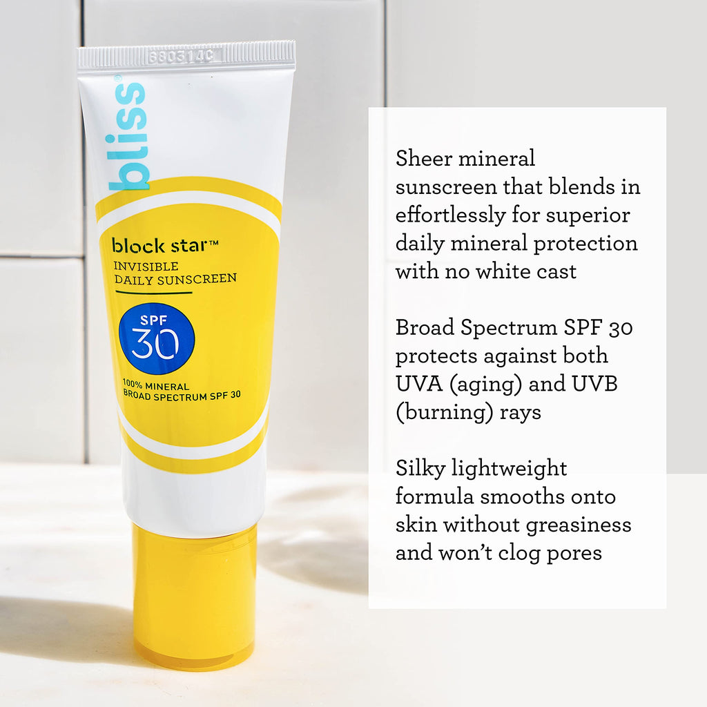 Bliss Tinted Sunscreen | Block Star Face Sunscreen | SPF 30 | 100% ...